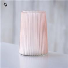 Ribbed Blush Pink Frosted Glass Vase